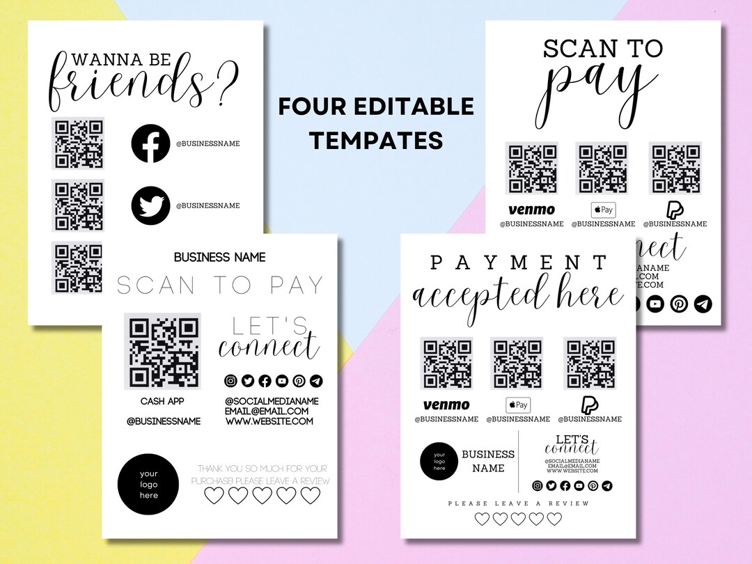 Custom Scan Code, Digital Download QR Code Bundle, Small Business ...