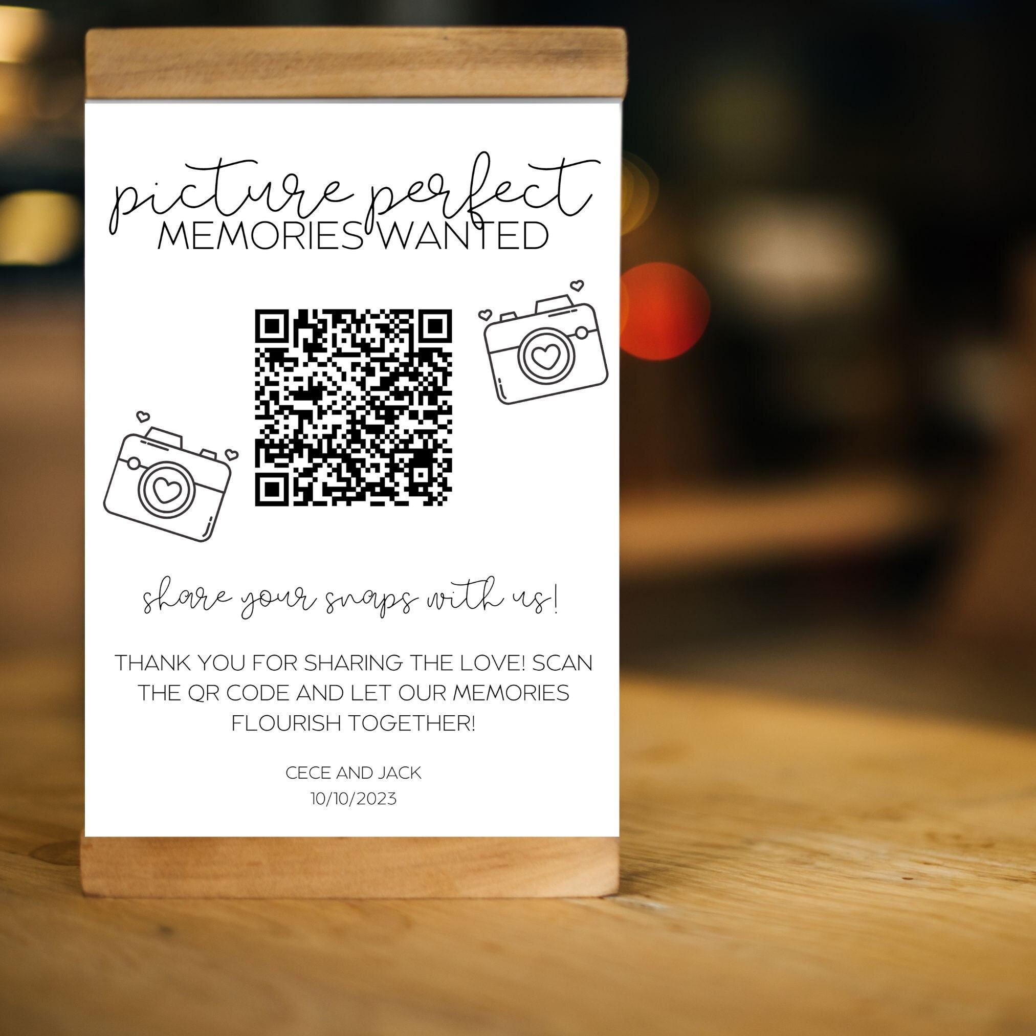 Picture Perfect QR Code Wedding Sign, Wedding Photo Signs, Wedding QR ...