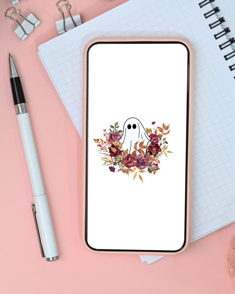 Flower Ghost PNG and JPG Bundle, Cute Ghost Clipart, Floral Ghost ...