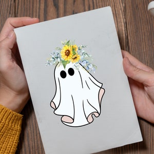 Flower Ghost PNG and JPG Bundle, Cute Ghost Clipart, Floral Ghost ...