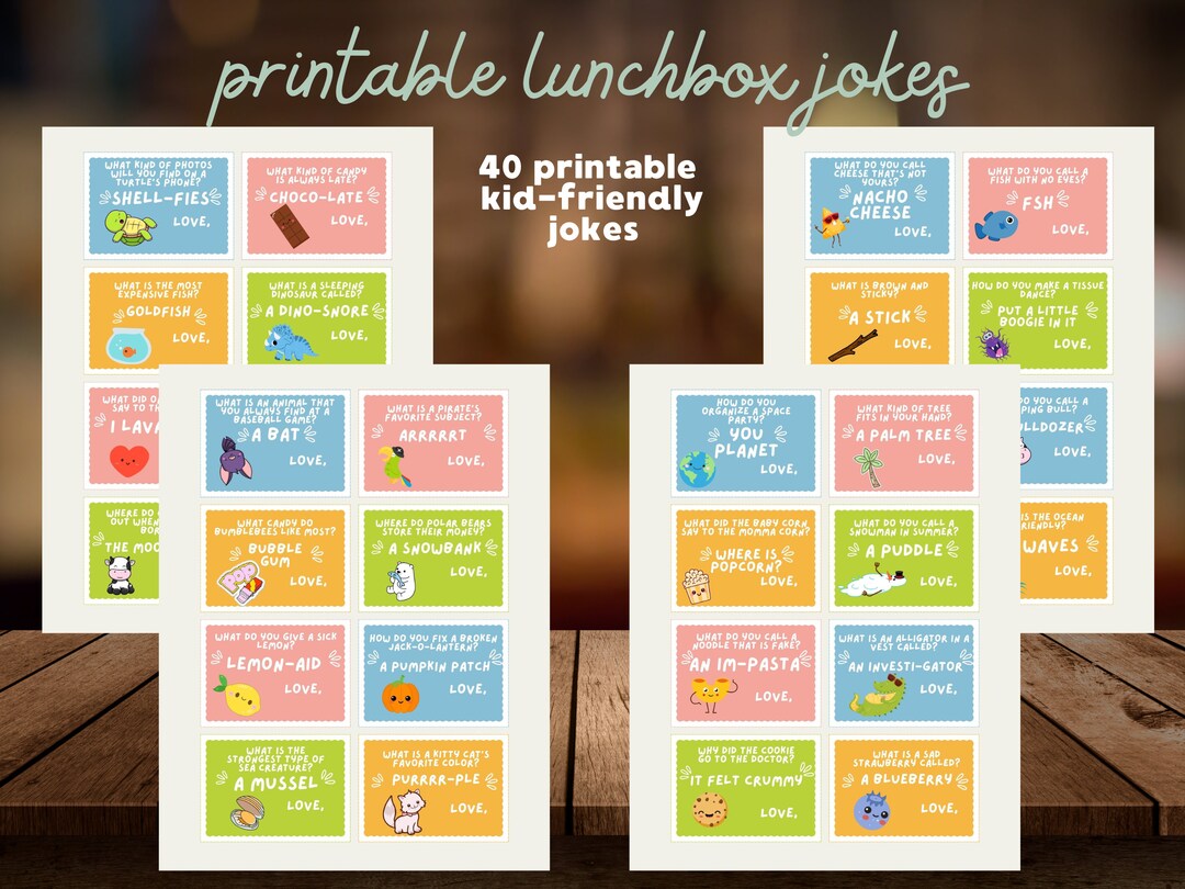 Printable Kids Lunchbox Jokes, Digital Download, Fun Lunch Notes for ...