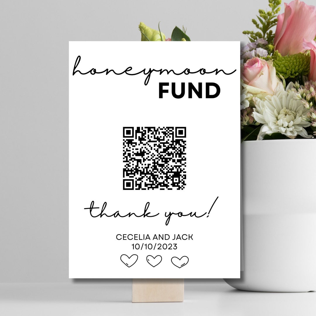 Personalized QR Code Honeymoon Fund, Wedding Money Gift, Unique ...