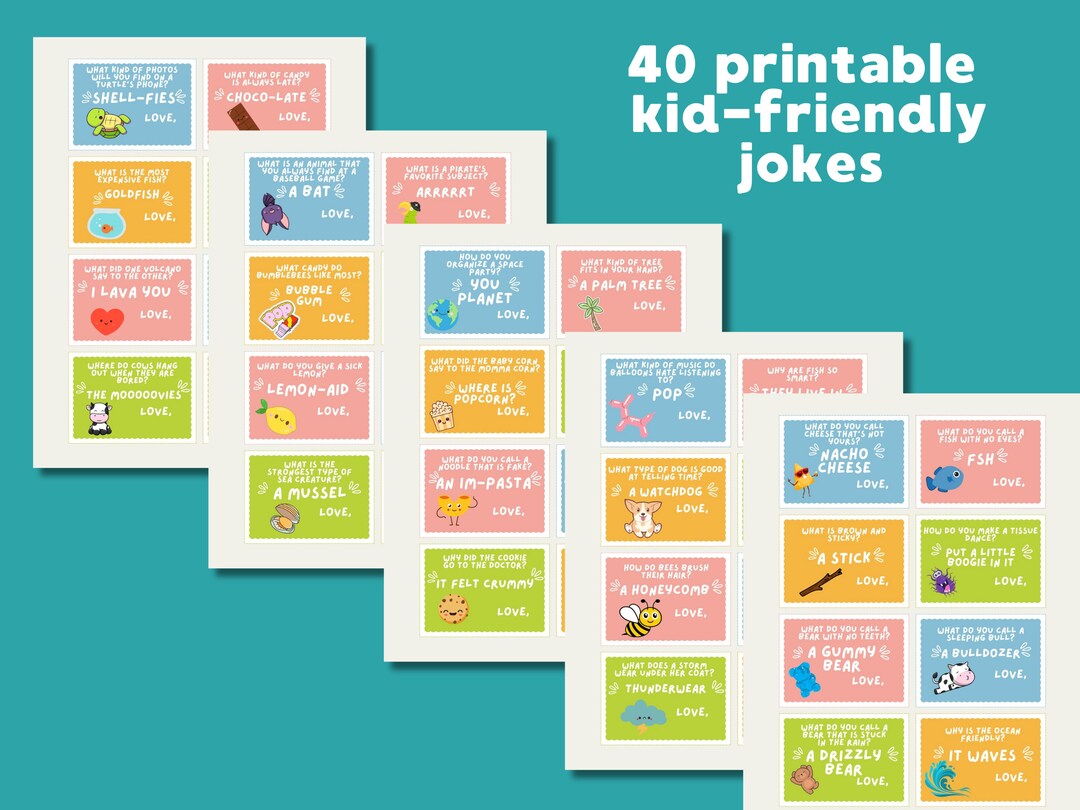 Lunchbox Jokes Digital Download, Printable Lunch Notes, Funny Lunchbox ...