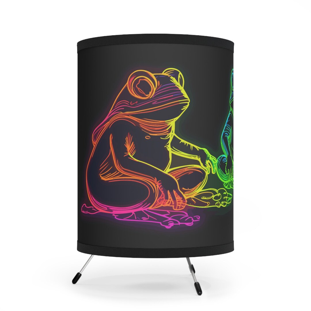 Tripod Lamp Trippy Funny Captivating Seance Neon Frogs Glowing Illuminating Table Light, USCA ...
