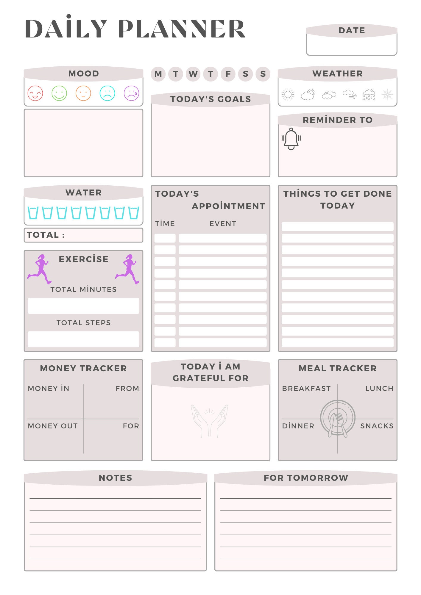 Daily Planner Planner Daily Planner Digital Daily Planner - Etsy