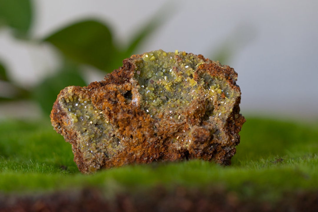 Rare Mimetite Stone | Raw Natural Crystal Cluster | Sparkling Green ...
