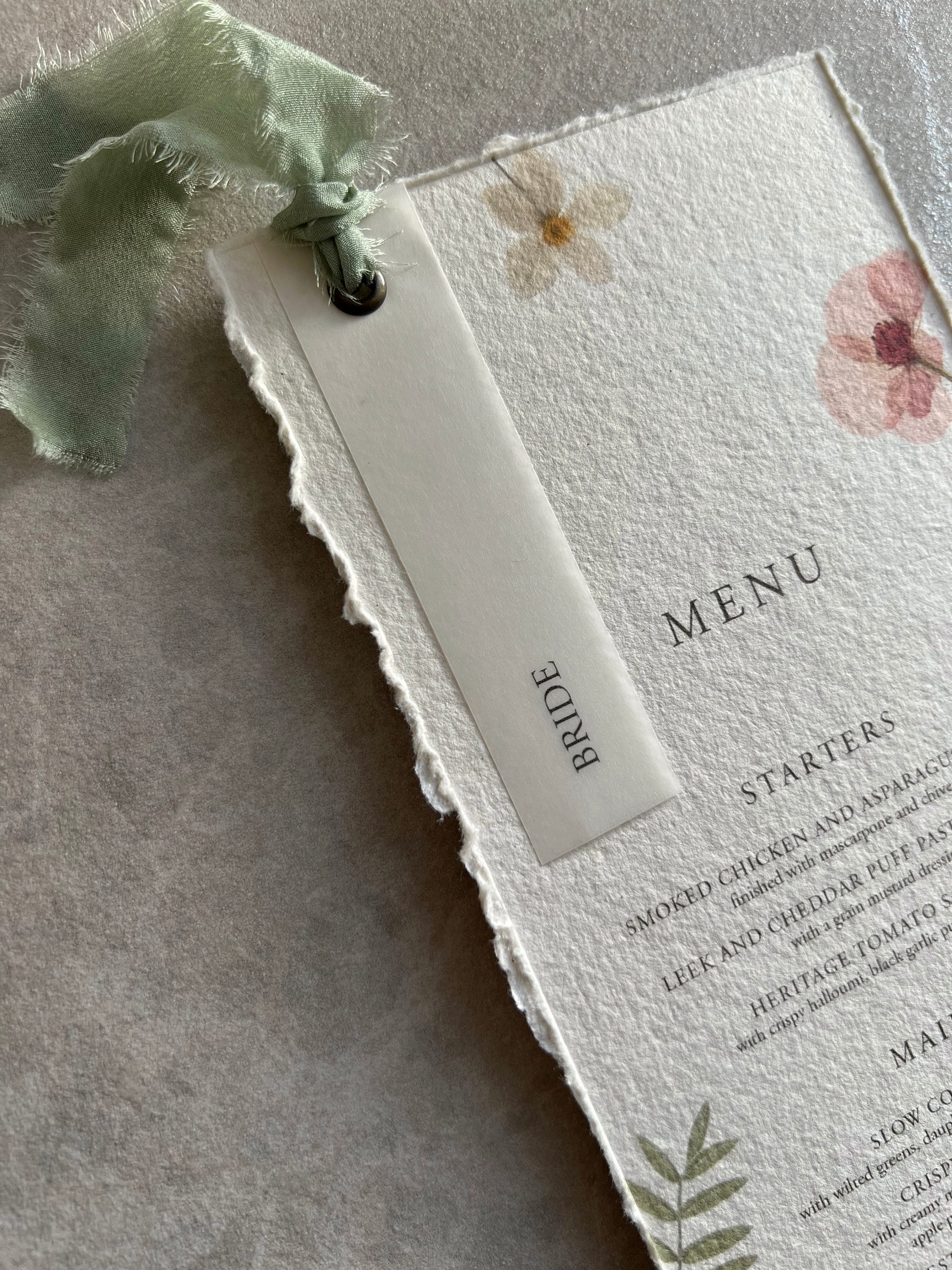 Wildflower Boho Wedding Menu Pressed Flowers Table Menu, Pretty Floral ...