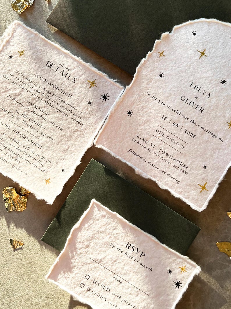 Celestial Stars Wedding Invitations With Envelopes - Celestial Boho ...