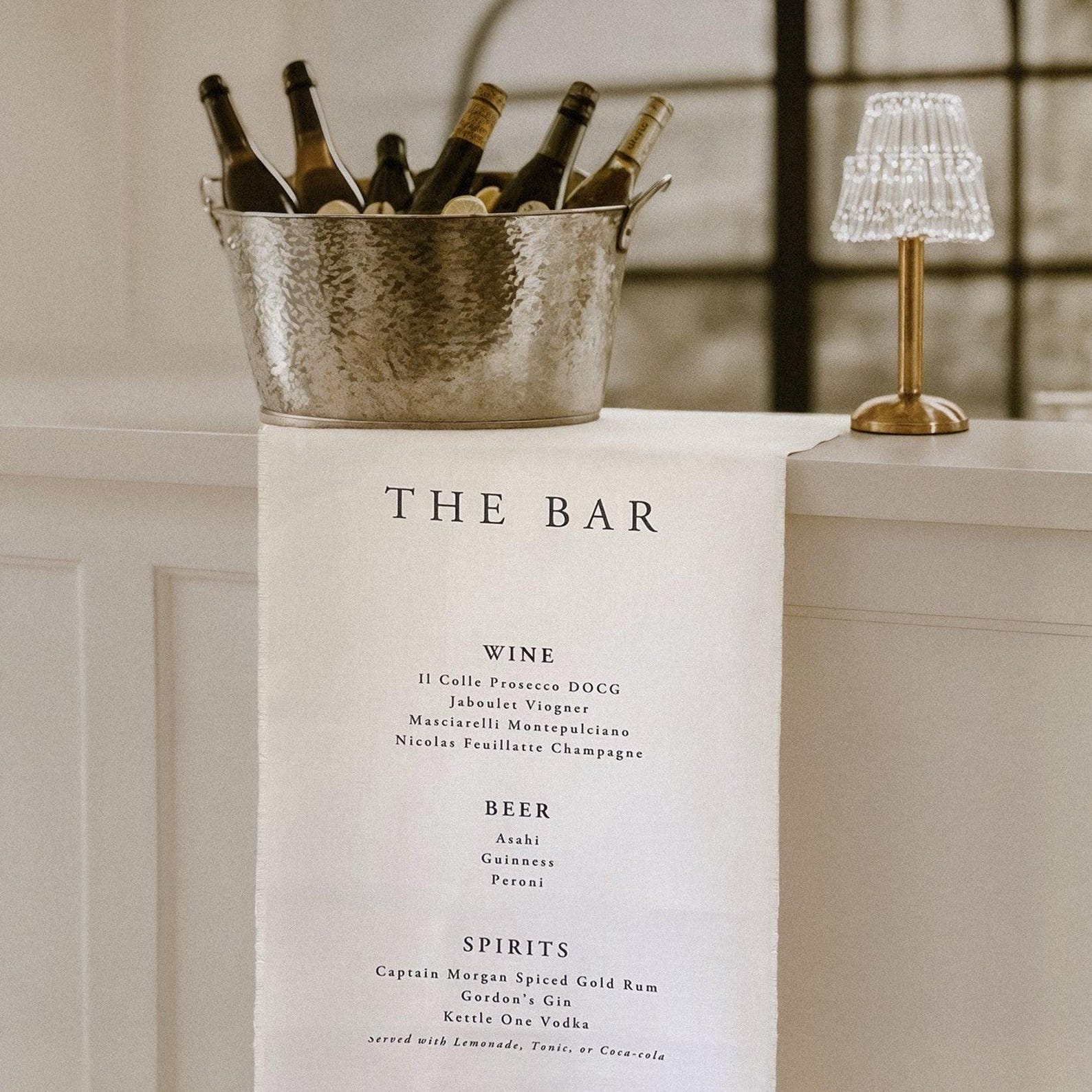 Linen Fabric Wedding Bar Menu Sign: Frayed Edge Cotton Drinks Banner - Etsy