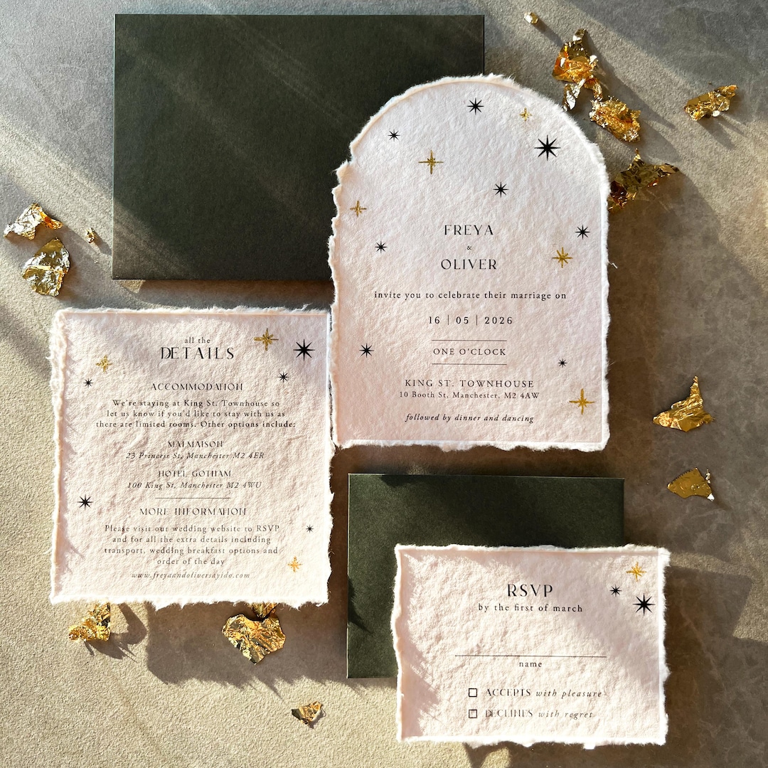 Celestial Stars Wedding Invitations With Envelopes - Celestial Boho ...