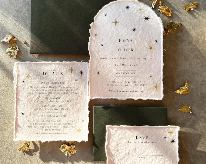 Celestial Stars Wedding Invitations With Envelopes - Celestial Boho ...