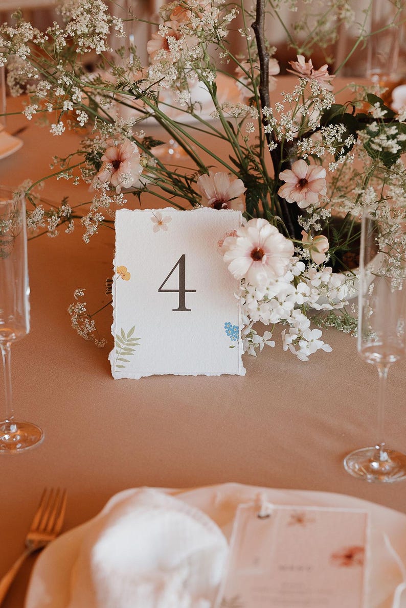 Wildflower Boho Wedding Table Numbers - Pressed Flowers Table Numbers ...