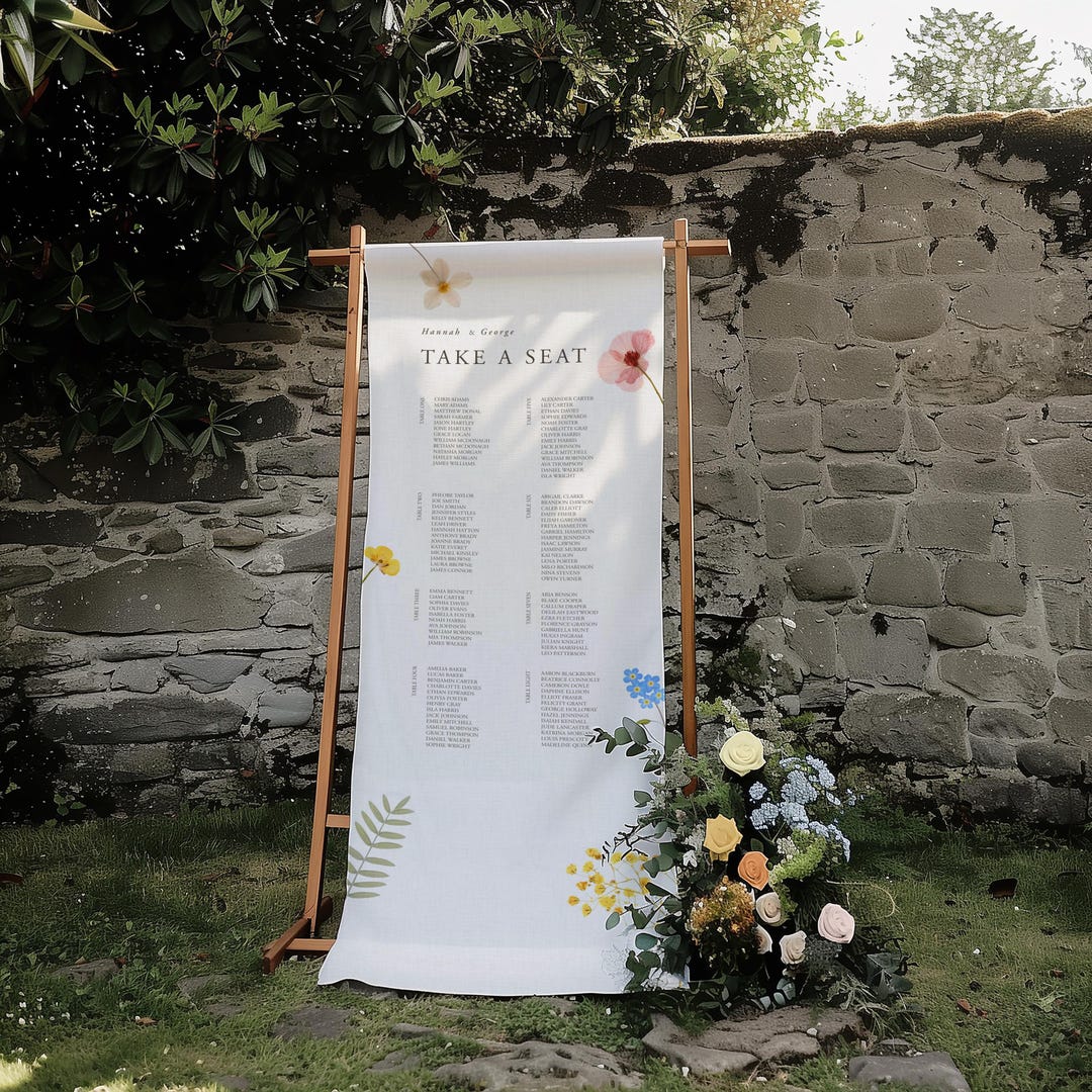 Linen Fabric Wedding Seating Chart - Fabric Wedding Table Plan ...