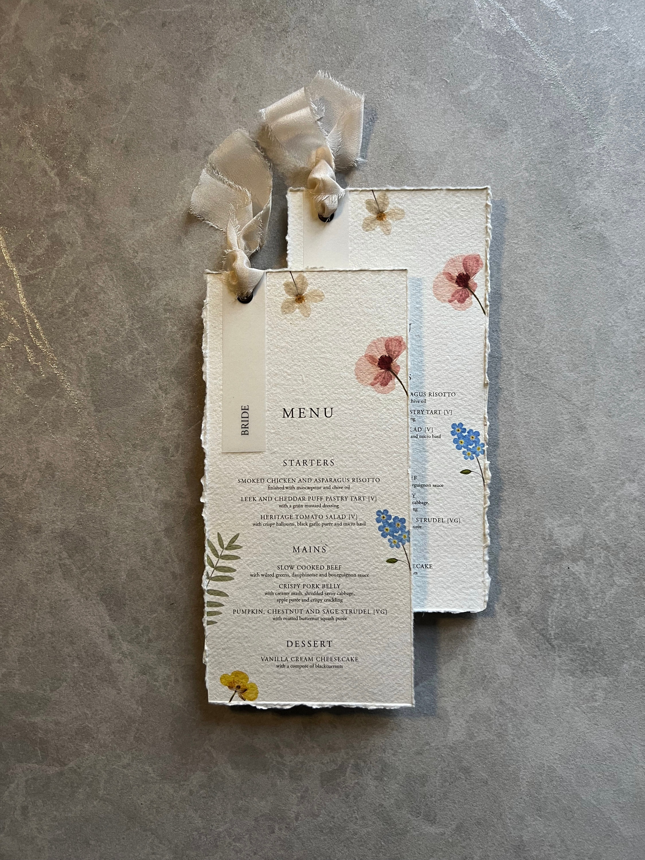 Wildflower Boho Wedding Menu Pressed Flowers Table Menu, Pretty Floral ...