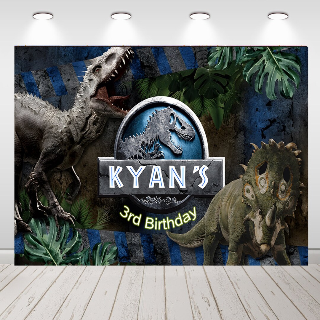 Jurassic Park Theme Backdrop Dinosaur Personalized Photography ...