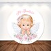 First Holy Communion Round Backdrop Cover God Bless Baptism Angel ...