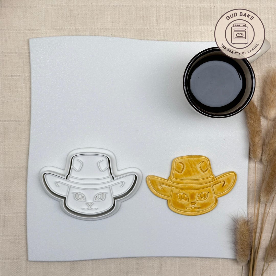 Cat Cowboy Hat Cookie Cutter | Western Feline Biscuit Mold for Country ...