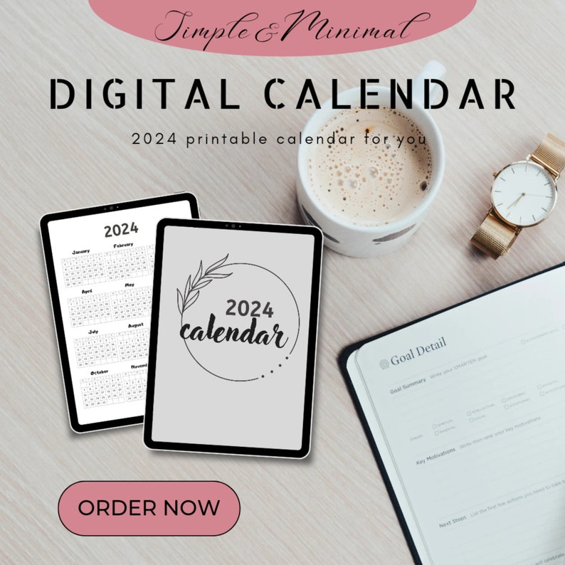 Yearly Calendar 2024, Hyperlinked Planner, 2024 Diy Calendar, Year ...