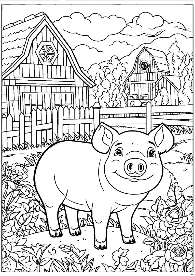 Printable Farm Animals Coloring Pages for Kids or Adults. 20 Pages ...