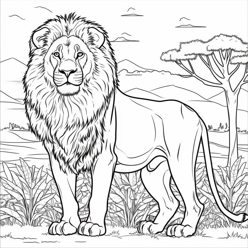 Printable Wild Animals Coloring Pages for Kids or Adults. 20 - Etsy