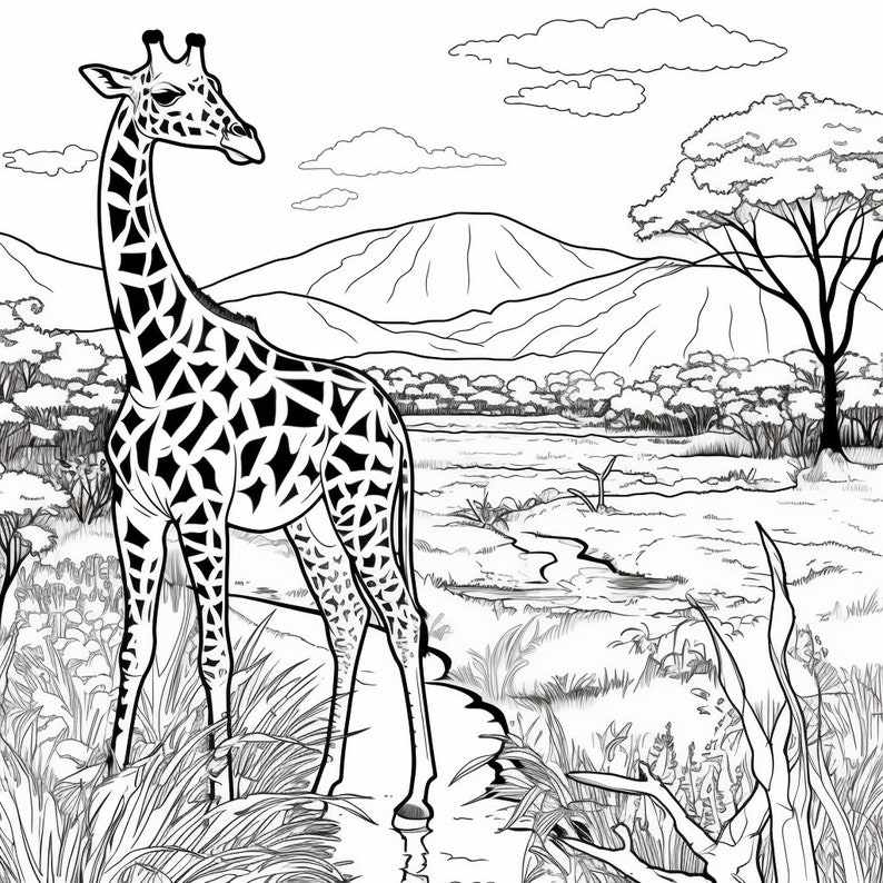Printable Wild Animals Coloring Pages for Kids or Adults. 20 - Etsy