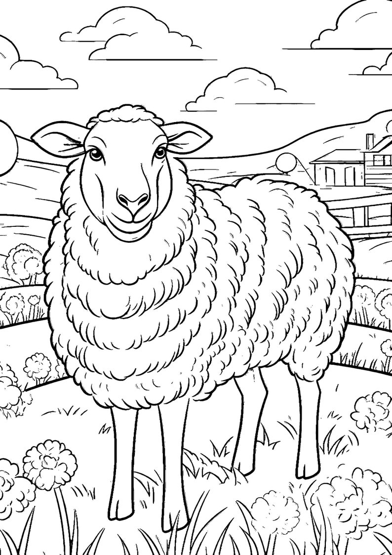 Printable Farm Animals Coloring Pages for Kids or Adults. 20 Pages ...