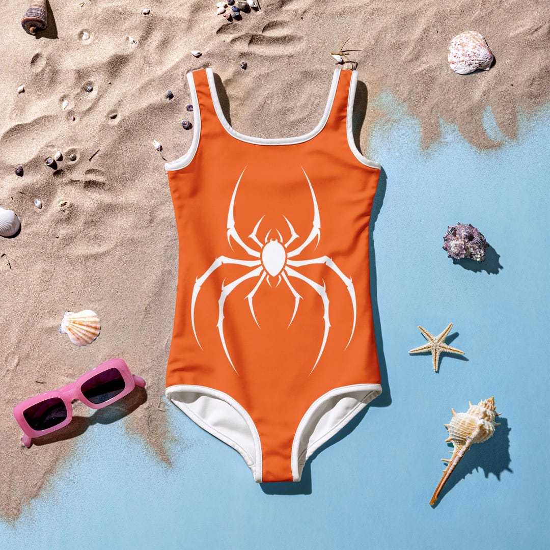 Halloween All-over Kids Swimsuit With Spooky Spider Print - Etsy