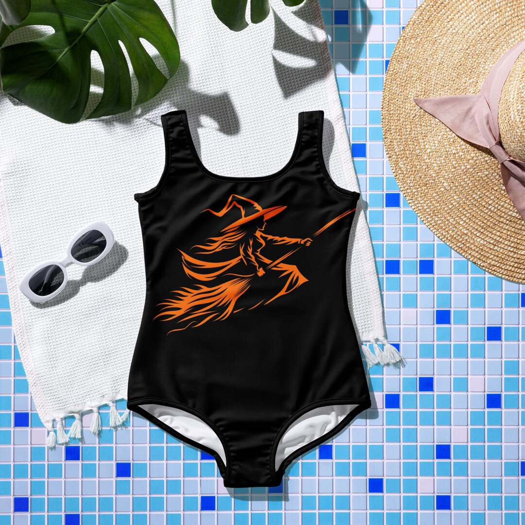 Halloween All-over Teen Swimsuit With Spooky Witch Print - Etsy