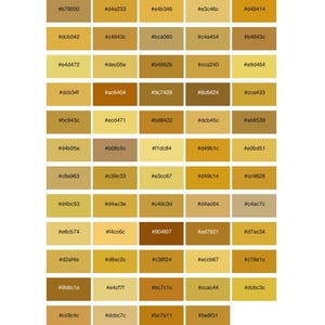 Golden Yellow Color Palette 59 Digital Swatches Download Photopea ...