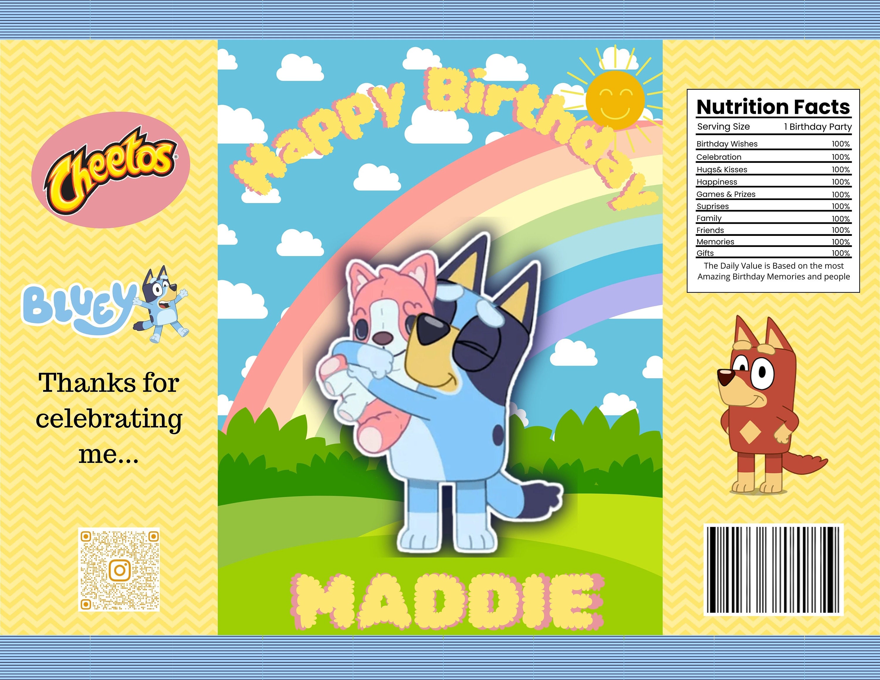 Personalized Bluey Chip Bags Custom Party Favors PDF Delivered in 24 ...