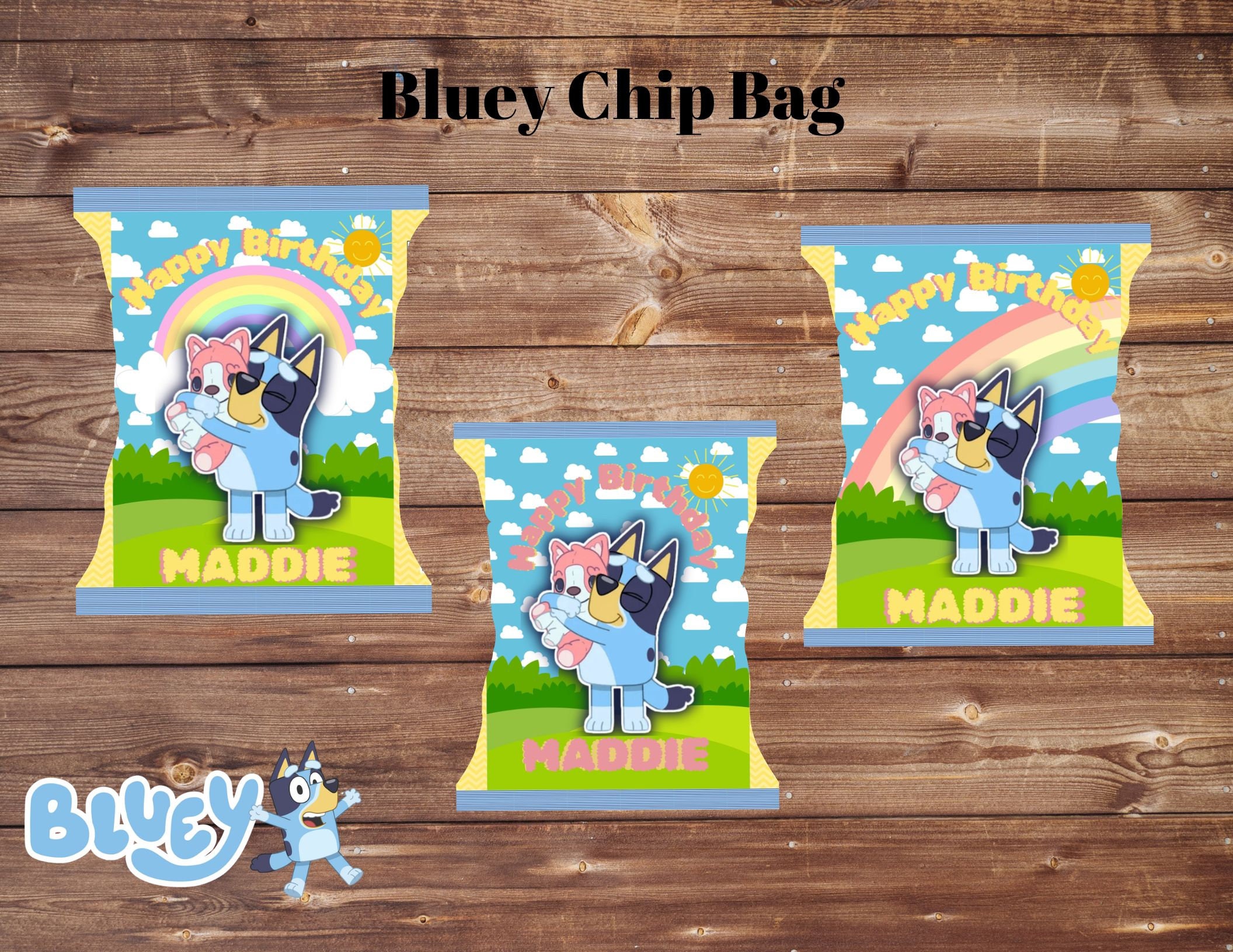 Personalized Bluey Chip Bags Custom Party Favors PDF Delivered in 24 ...