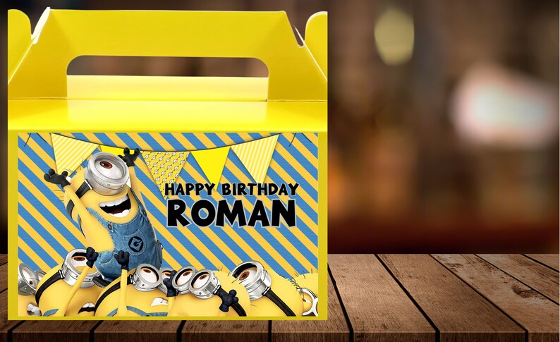 Gable Box Label Minions Favor Box Label Template INSTANT DOWNLOAD ...