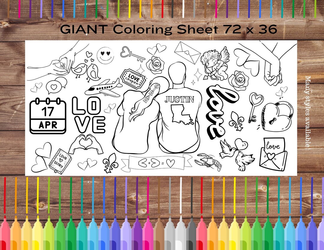 GIANT COLORING SHEET, Date Night Coloring Sheet, Adult Coloring Adult ...