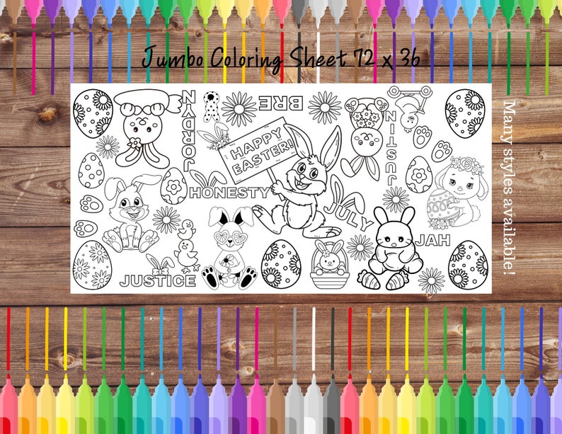 Coloring Page, Jumbo Coloring Sheet, Coloring Tablecloth, Coloring ...