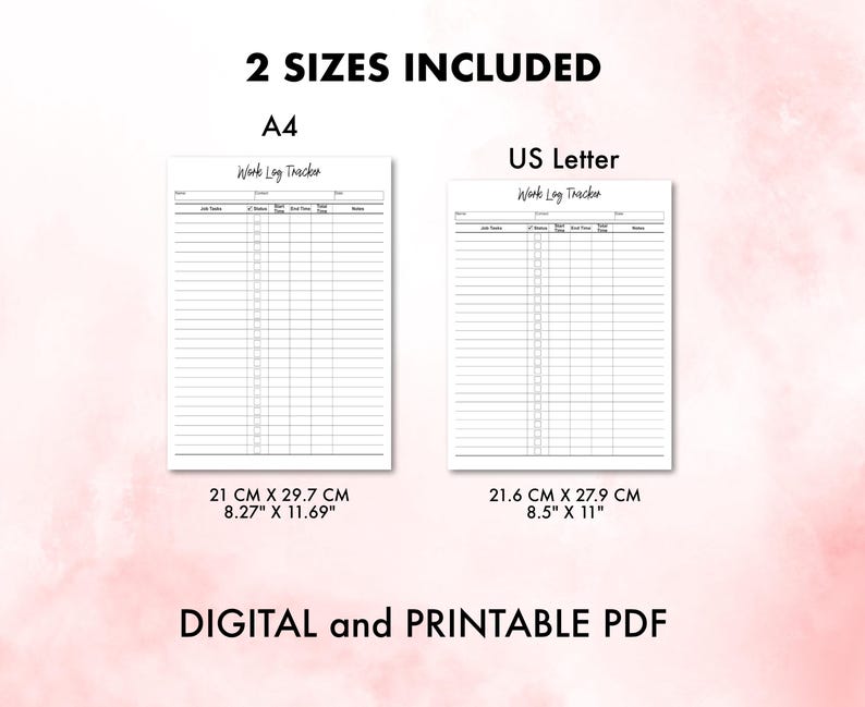 Work Log Tracker | Printable Task and Time Management Log | Track ...