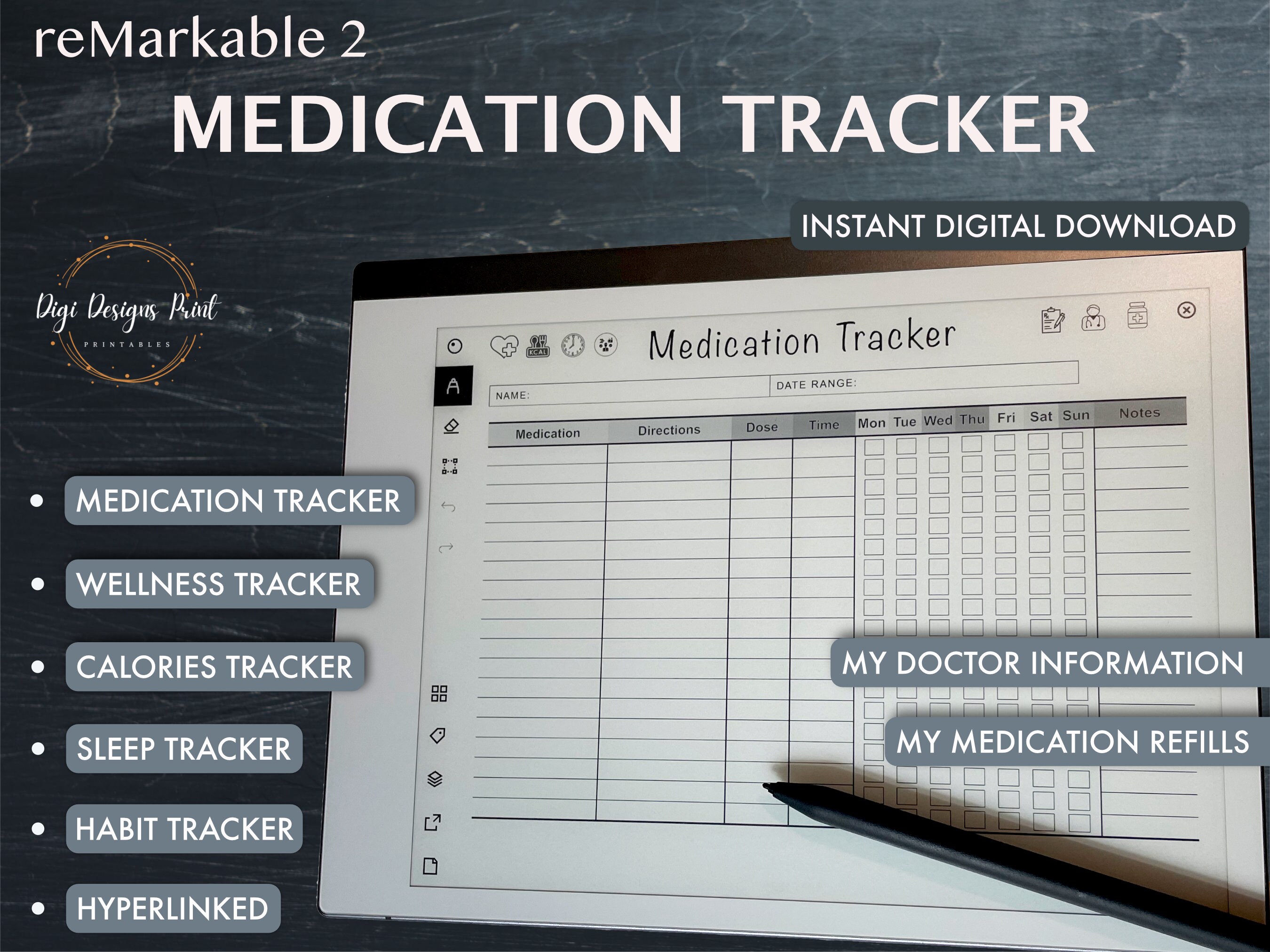 Remarkable 2 Medication Tracker,medicine Tracker, Health Tracker ...