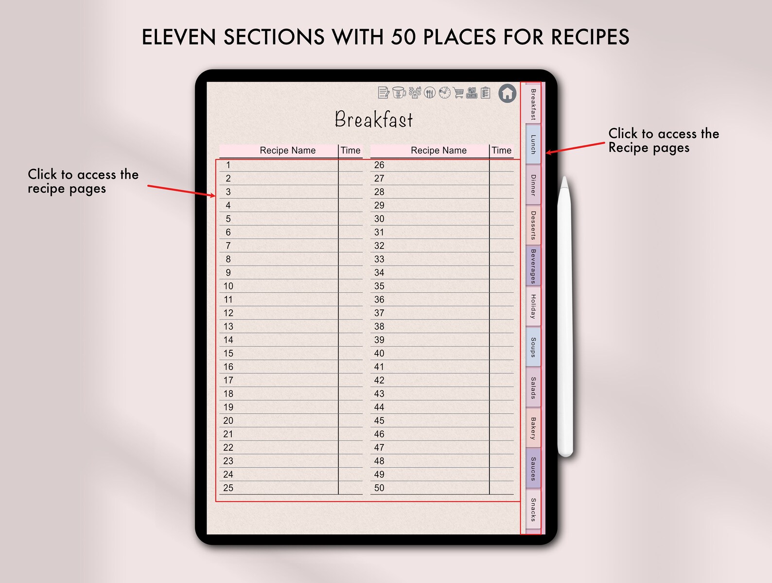 Digital Recipe Book for Goodnotes, Recipe Planner, Goodnotes Recipes ...