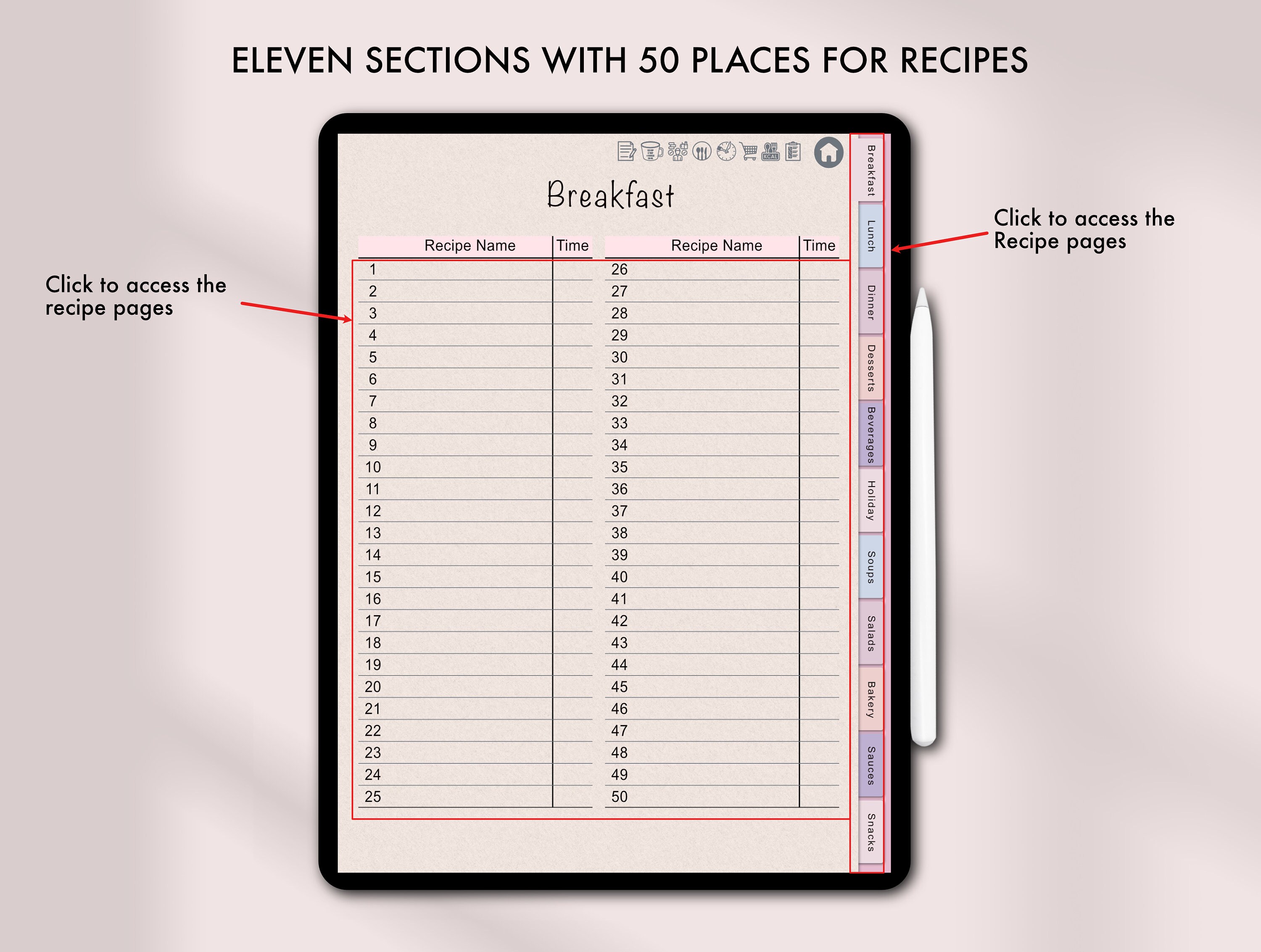 Digital Recipe Book for Goodnotes, Recipe Planner, Goodnotes Recipes ...