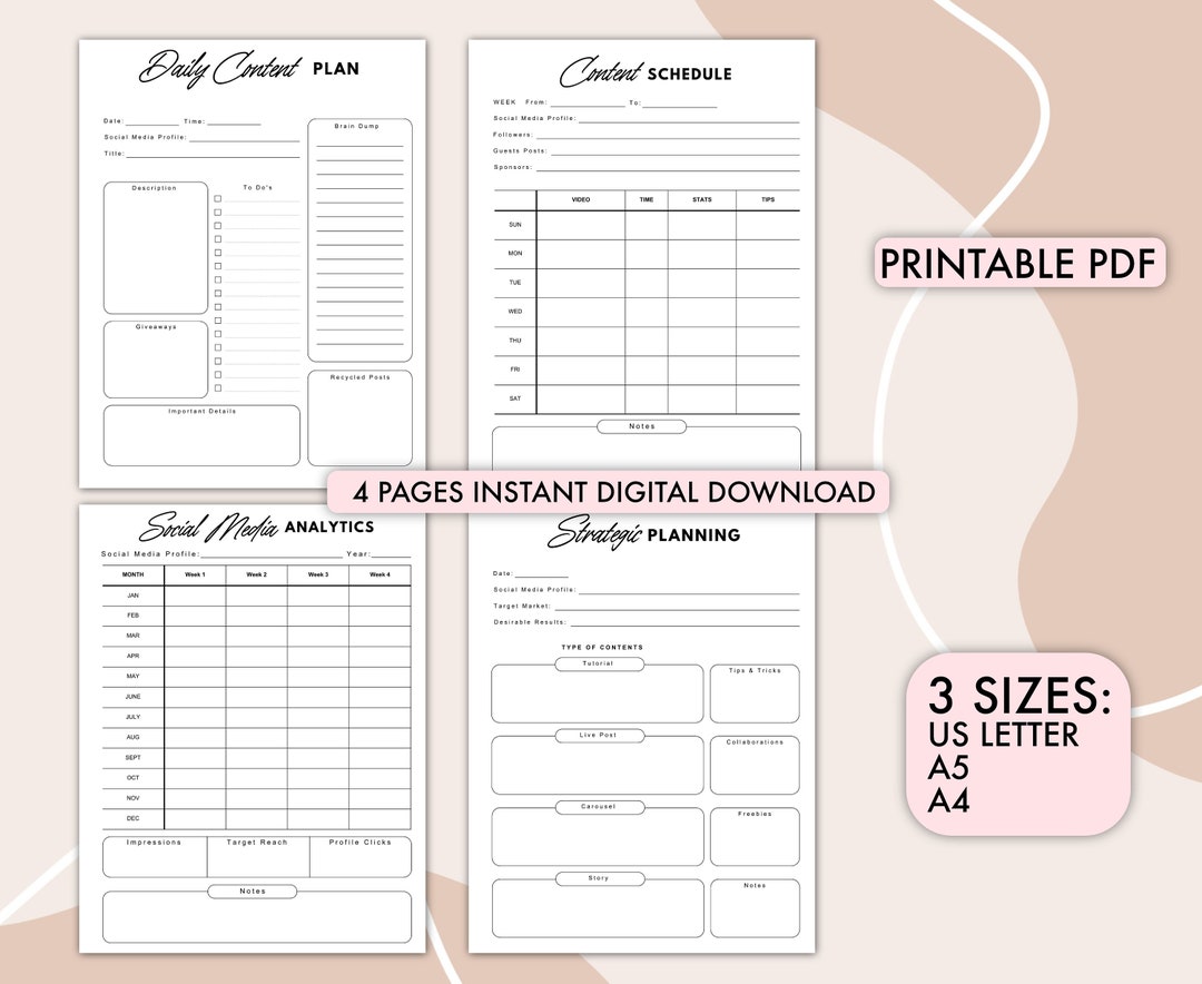 Social Media Planner, Instagram Planner, Social Media Content ...