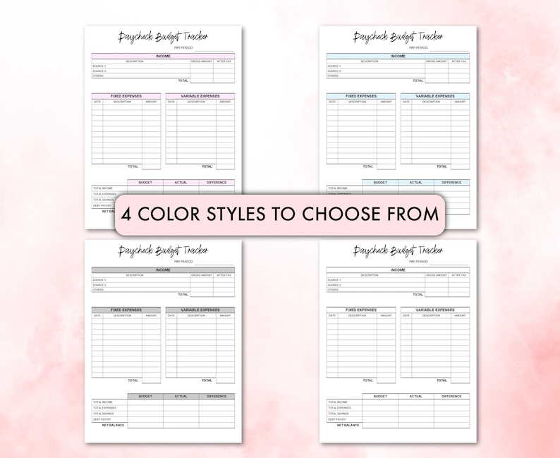 Printable Paycheck Budget Tracker Editable | Manage Finances & Savings ...
