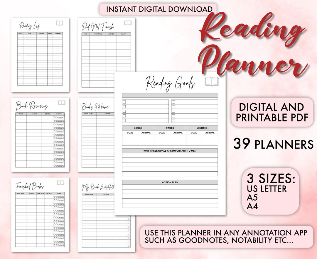 Reading Planner | Book Journal and Tracker | Organize Your Reading ...