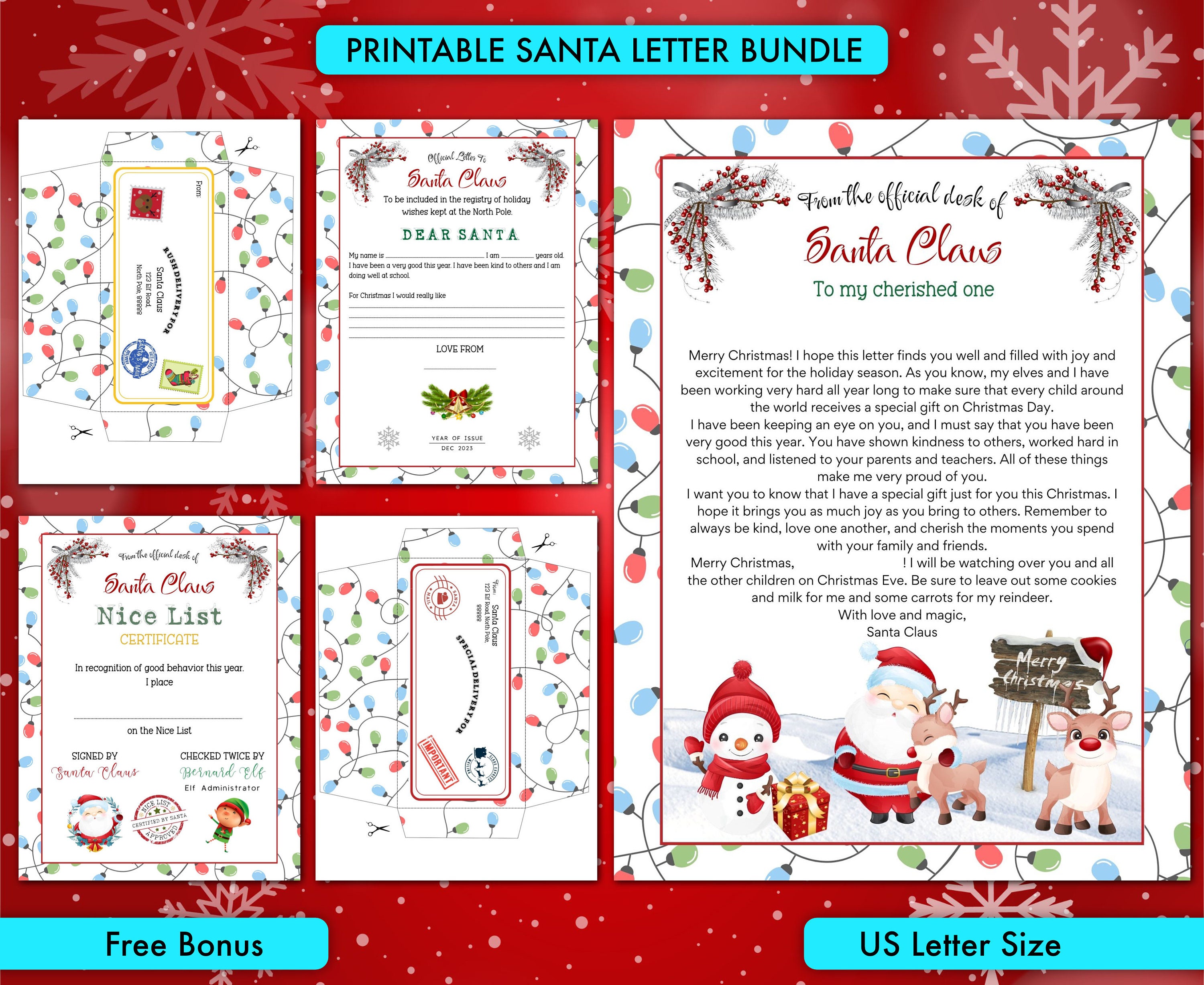 Letter From Santa Template, Printable Santa Letter, Christmas Letter ...