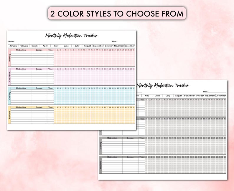 Monthly Medication Tracker, Digital Planner, Medication Planner ...