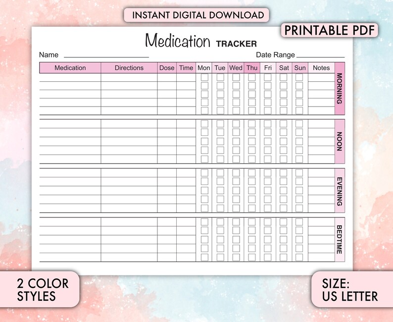 Medication Tracker, Medication Log, Medicine Tracker, Supplement ...