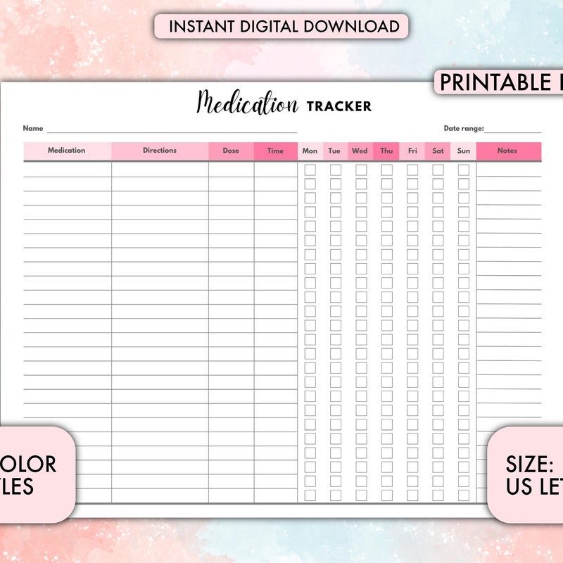 Medication Record Template - Etsy