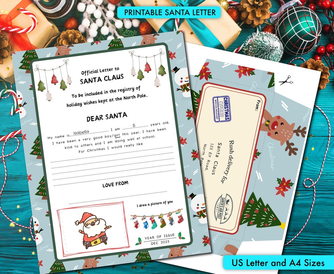 Plantilla de Carta de Santa, Carta de Santa Imprimible, Plantillas de ...