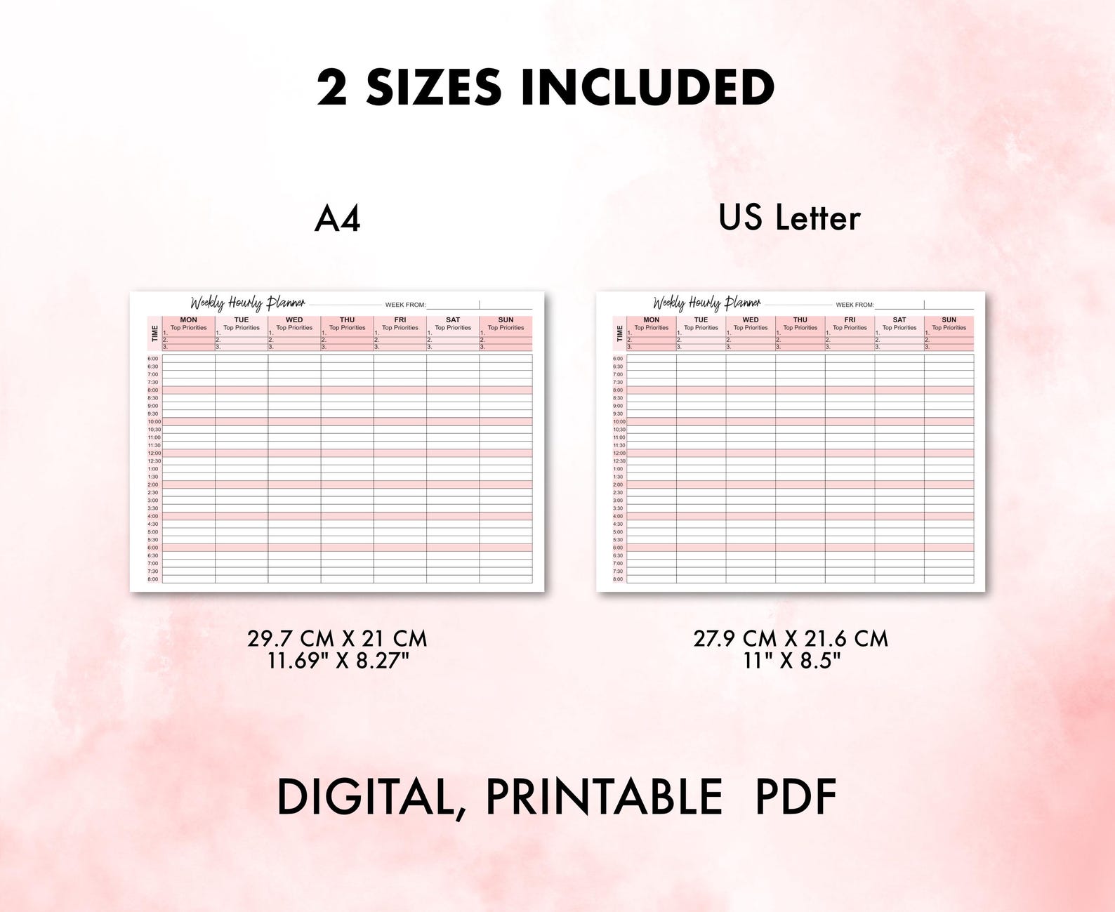 Weekly Hourly Planner With Time Slots | Planner for Busy Lives | Time ...