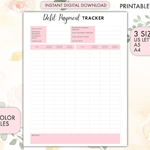 Debt Payment Tracker, Debt Tracker Printable, Debt Payoff Log, Budget ...