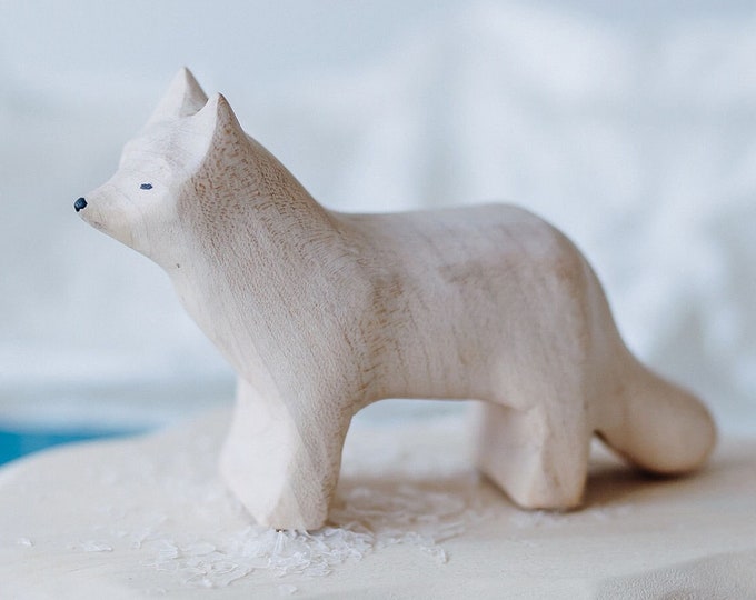 Wooden Arctic Fox Figure, Handmade Toy - Etsy