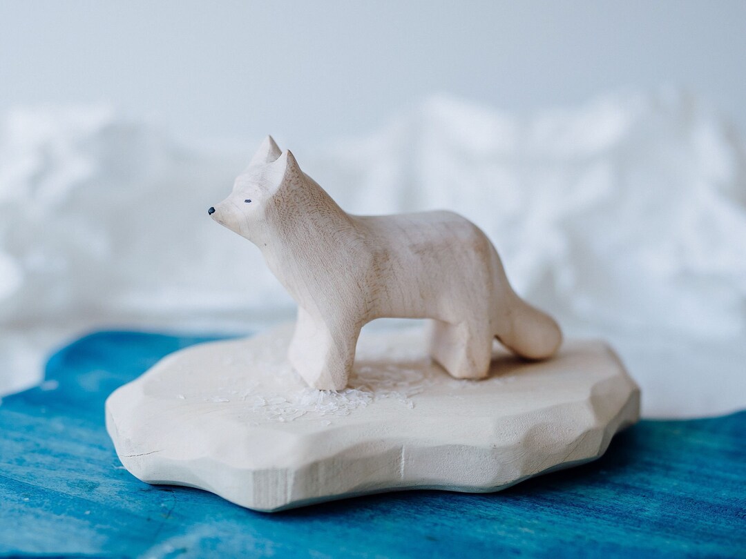 Wooden Arctic Fox Figure, Handmade Toy - Etsy